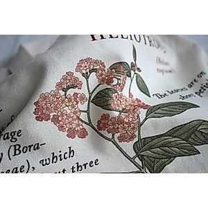 Floral Canvas Tote Bag Botanical Shopping Bag Aesthetic Flower Tote Bag Canvas Grocery Bag for Women Trendy Tote