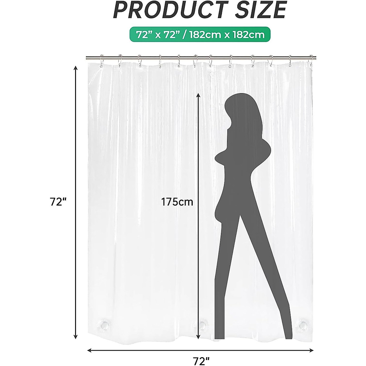 AmazerBath Waffle Shower Curtain, Heavy Duty Fabric Shower Curtains with Waffle Weave Hotel Quality Bathroom Shower Curtains, 72 x 72 Inches