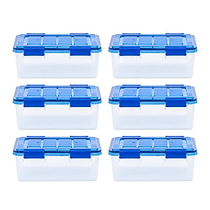 IRIS USA 6Pack 19qt WEATHERPRO Airtight Plastic Storage Bin with Lid and Seal and Secure Latching Buckles