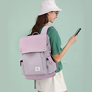 WindTook Backpack for Women Teens Girls School College Book Bag Travel Work Daypack Laptop Computer Bag with USB Charging Port Suits 15 Inch Notebook,mauve