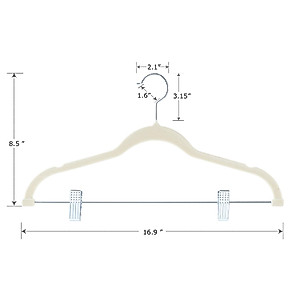 24 Pack Velvet Pants Skirt Hangers with Adjustable Clips,16.7-Inch Clothes Hanger Set for Suit Felt Coat Dress, Premium Non Slip Heavy Duty Space Saving Slim Clothing (Ivory)