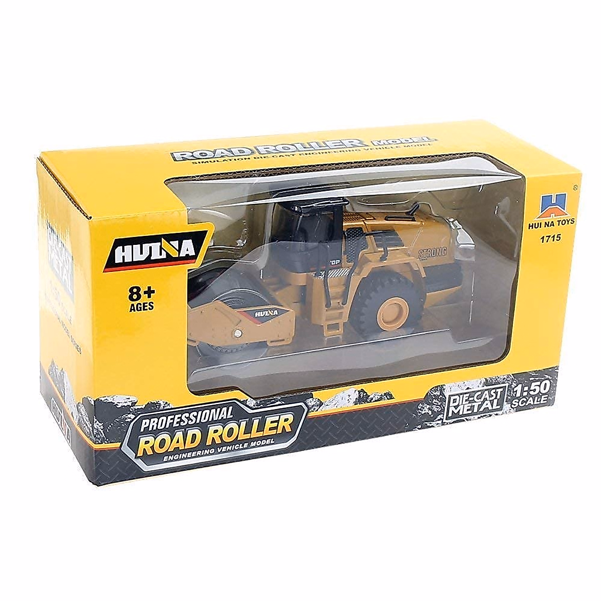 Ailejia 1/50 Scale Diecast Road Roller Toy Models Construction Vehicle Model Grader Engineering Road Planer Vehicle Toys for Kids (Road Roller)