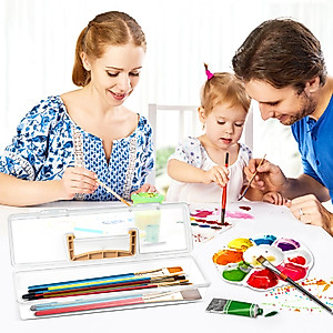 Vowcarol 2 Pack Paint Brush Case Portable, Long Paint Brush Storage Box, Paint Brushes Holder