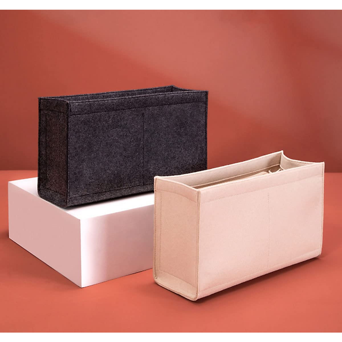 Lckaey purse insert for book tote book small tote organizer organizer 2008beige-M