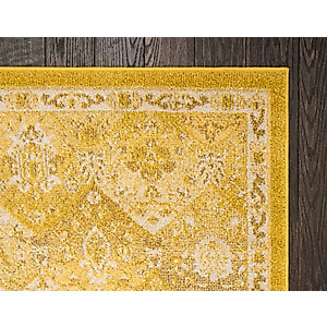 Unique Loom Penrose Collection Area Rug - Blake (2' 2" x 6' 1" Runner, Yellow/ Beige)