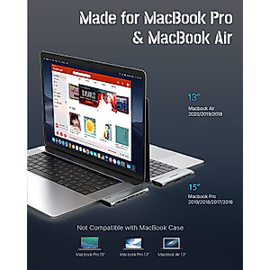 LIKFAVOR USB C Hub, 7-in-2 Type-C Docking Station, USB to HDMI Dongle for MacBook Pro/Air, PD 3.0 Charging, Multiport Adapter with 4K HDMI, SD/TF, and Thunderbolt 3 100W, 40Gbps Data Transfer