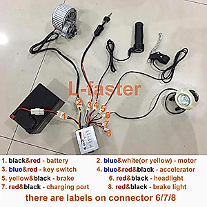 L-faster 24V36V 350W Motor Kit Electric Gokart Engine System with Gas Pedal Electric Child Bike Conversion Kit DIY Electric 4-Wheels Cart (24V350W Pedal kit)