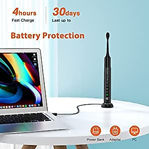 KHS Sonic Electric Toothbrush for Adults, Sonic Toothbrush with 5 Modes Tooth Brush Electric Set with 4 Brush Heads, Rechargeable Electric Toothbrush with 2 Min Smart Timer