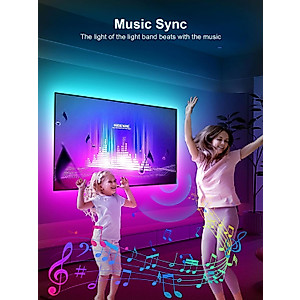 GIPOYENT TV Light Strip, Music Sync LED TV Backlights, for 32-50 Inch TV, LED TV Light with Bluetooth Function - RGB Color Changing Light Strip for Home Theater (9.8ft)