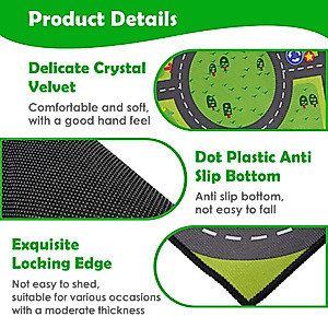 Nisorpa Car Rug 6.5×5 Ft, DIY Track Playmat Rug City Life Traffic Road Map Fun Carpet Area Rug, Player Car Rug for Playroom Bedroom Living Room Classroom