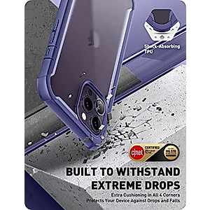 i-Blason Ares for iPhone 14 Pro Max Case 6.7 inch (2022), Full-Body Clear Rugged Bumper Case with Built-in Screen Protector (Purple)