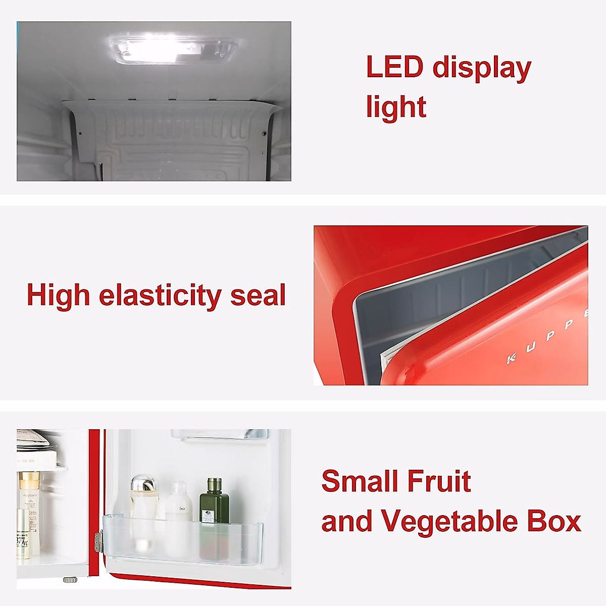 DISHUP 1.6 Cu.Ft Classic Retro Compact Refrigerator, Single Door Mini Fridge with Freezer, Small Drink Chiller with Small Beauty Cosmetics Skin Care Refrigerated for Home,Office,Dorm or Cabin(Red)