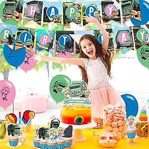 La Babite Trash Truck Party Decorations,Birthday Party Supplies For Trash Truck Includes Banner - Cake Topper - 12 Cupcake Toppers - 18 Balloons