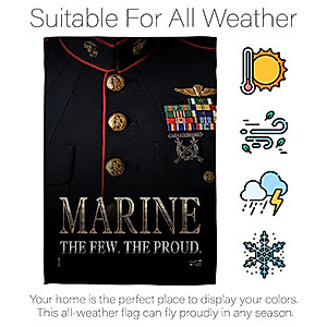 Dress Blue Marine Garden House Flag - Set Armed Forces Corps USMC Semper Fi United State American Military Veteran Retire Official - Banner Small Yard Gift Double-Sided Made in USA 28 X 40