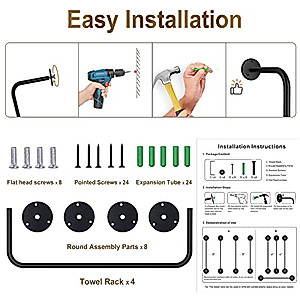 FUMAX 2 Set Towel Rack, Wall Mounted Metal Towel Shelf, Bathroom Storage Organizer for Towels, Washcloths, Bathrobe, Hand Towel (Round)
