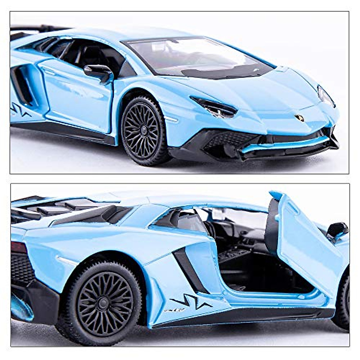 TGRCM-CZ 1/36 Scale Aventador LP700-4 Casting Car Model, Zinc Alloy Toy Car for Kids, Pull Back Vehicles Toy Car for Toddlers Kids Boys Girls Gift (Blue)