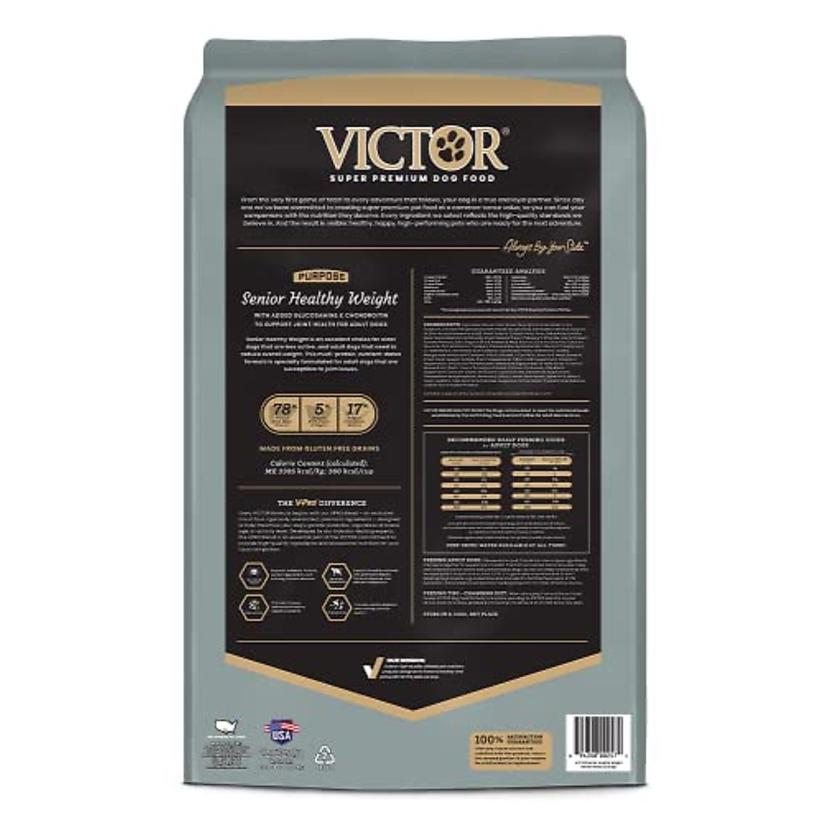Victor Super Premium Dog Food – Purpose - Senior Healthy Weight – Gluten Free Weight Management Dry Dog Food for Senior Dogs with Glucosamine and Chondroitin, for Hip and Joint Health, 40lbs