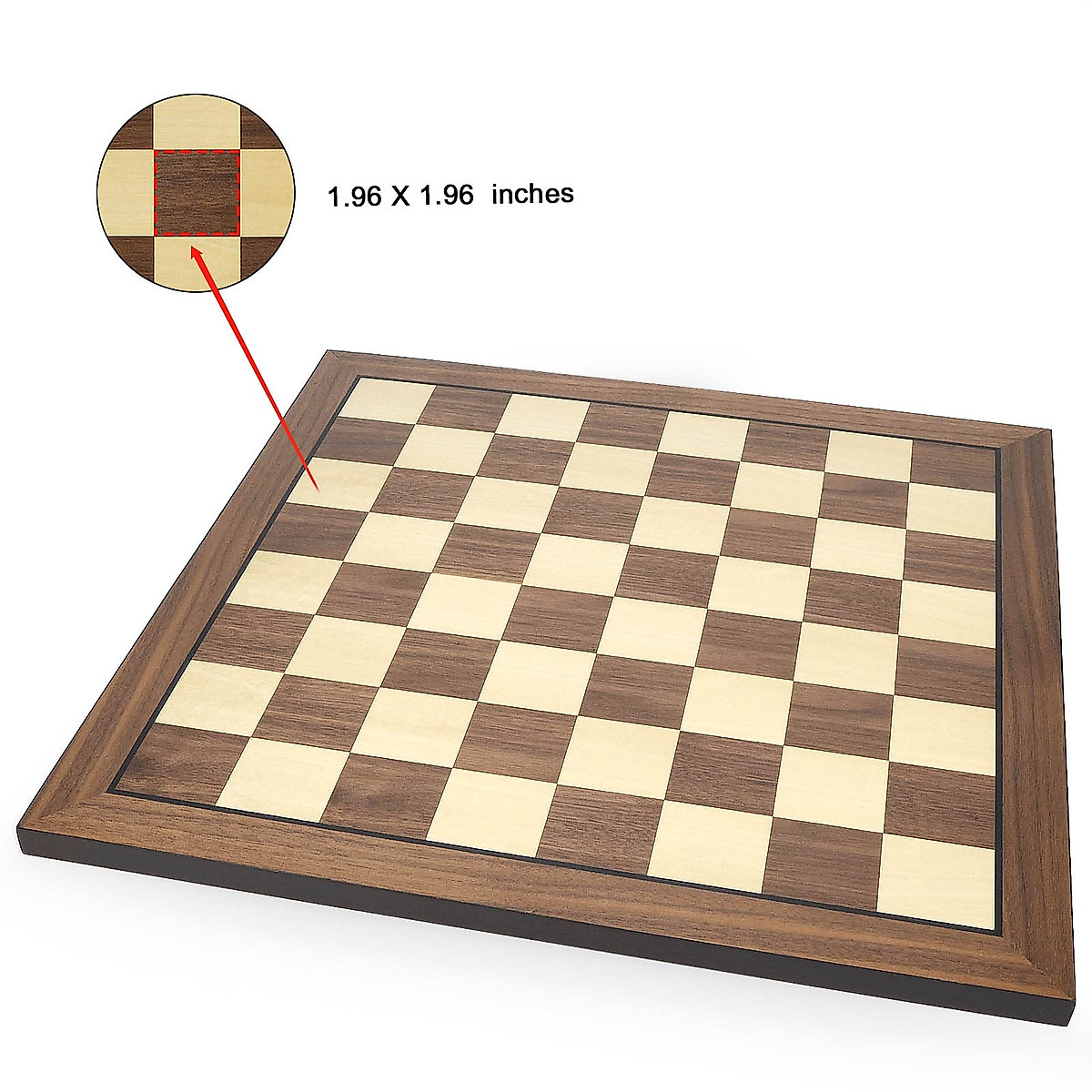 AMEROUS 17 Inches Wooden Chess Board Only, Professional Tournament Chess Board Large with Gift Package - Chess Rules, Beginner Chess Board Game for Kids, Adults