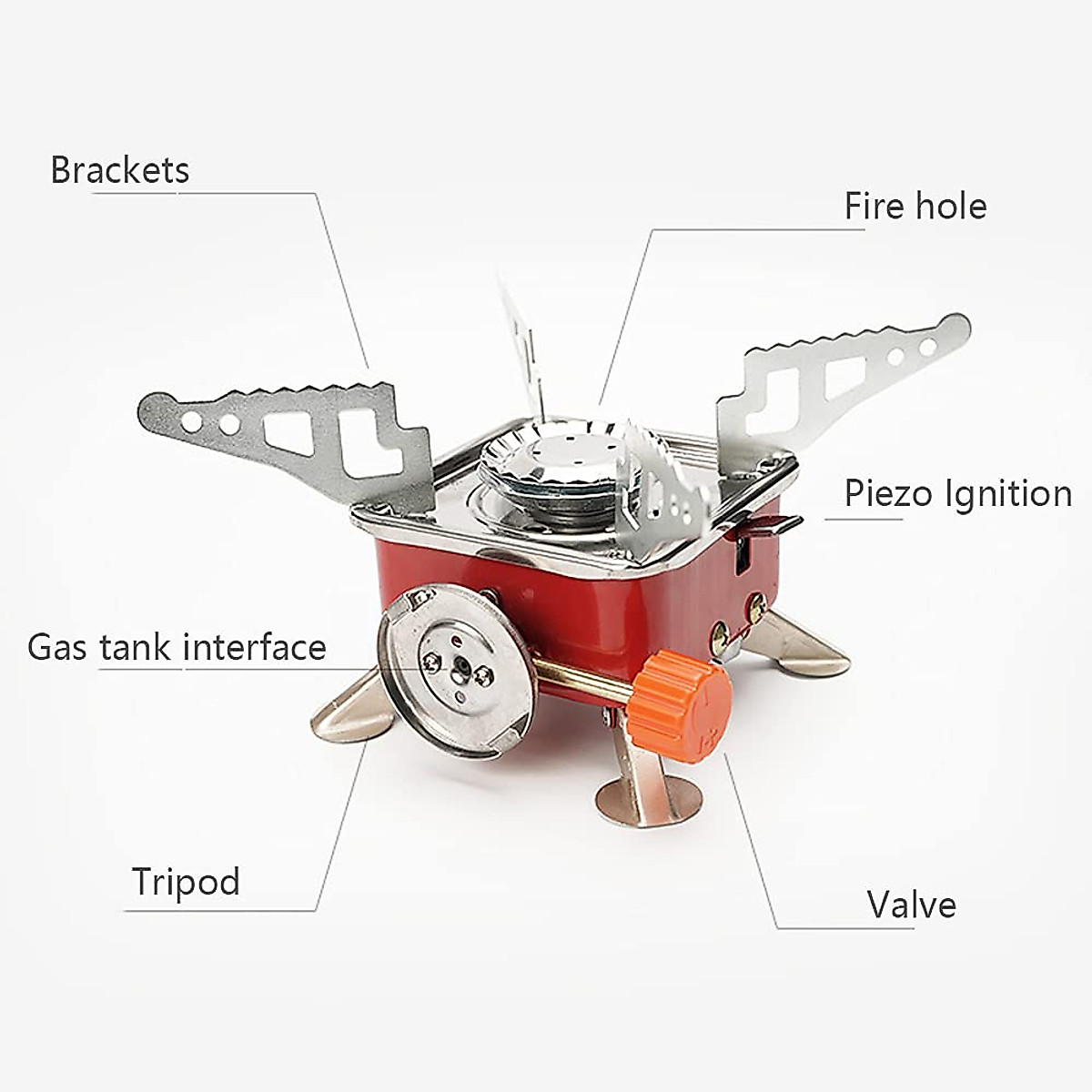 AIROKA Lightweight Square 2800W Gas Furnace Portable Camping Stove with Piezo Ignition Folding Windproof Backpacking Stove Strong Firepower Burner for Outdoor Hiking Cooking