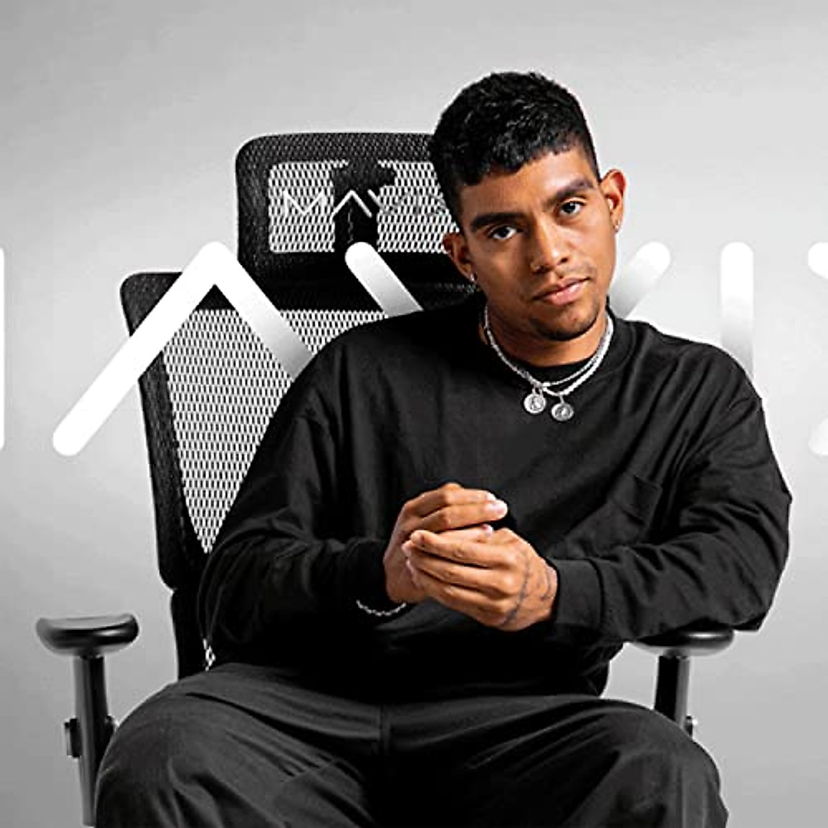 MAVIX M4 Gaming Chair: 19.5” Mesh Seat, DVL, Fixed Back Recline - Airy Comfort/Responsive Support/Adjustable Features for Gamers (Black)