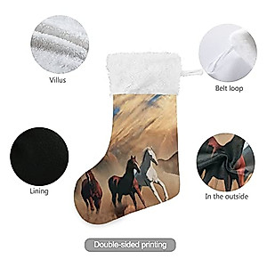Kigai Christmas Stockings Highland Running Horses Large Candy Stockings Stuffers Kids Cute Xmas Sock Decorations 2PCS for Home Holiday Party 12" x18"