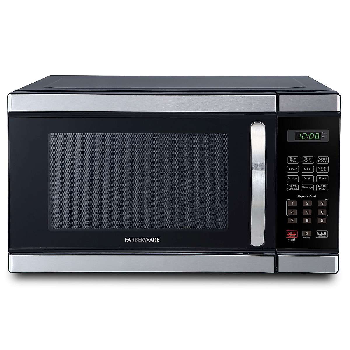 Farberware Countertop Microwave 1000 Watts, 1.1 cu ft - Microwave Oven With LED Lighting and Child Lock - Perfect for Apartments and Dorms - Easy Clean Grey Interior, Stainless Steel