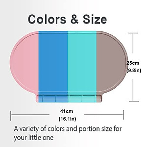 Silicone Kids Placemats, Food Catching Placemats for Kids Baby Toddler, Reusable Table Mats for Dining Table, 2Set, Dark Blue/Gray