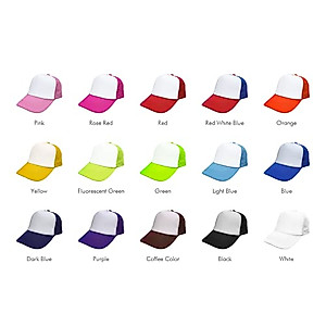 MR.R Sublimation Blank Polyester Mesh Cap Mesh Hat Two Tone Trucker Summer Mesh Cap with Adjustable Snapback,Rose Red,6 Pieces per Pack