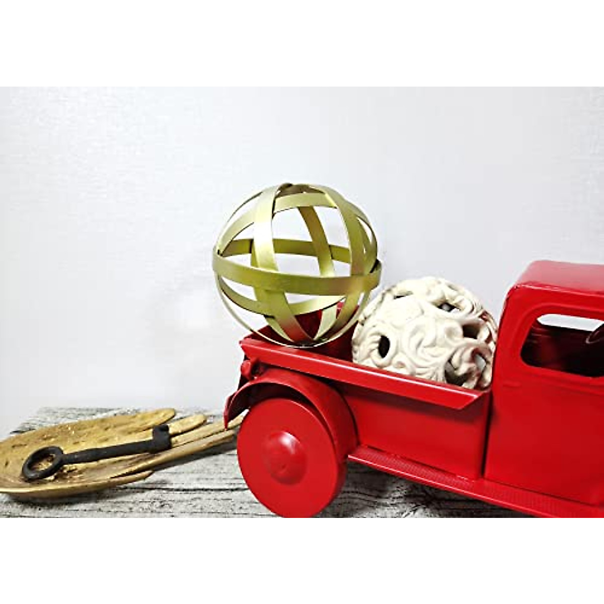 Decorative Sphere - Metal Band Sphere - Home Decor Accents - Tabletop Decorations for Living Room (Gold)