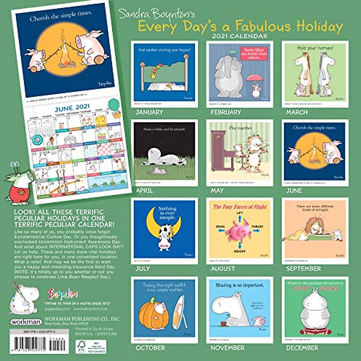 Sandra Boynton's Every Day's a Fabulous Holiday 2021 Wall Calendar