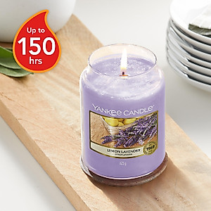 Yankee Candle Lemon Lavender Scented, Classic 22oz Large Jar Single Wick Candle, Over 110 Hours of Burn Time, Ideal for Gifting, Events, and Home Fragrance