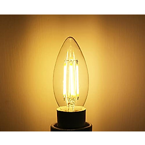 Lamsky 4W B22 Bayonet LED Filament Candle Light Bulb,2700K Warm White 400LM,C35 Shape Bullet Top,40W Incandescent Equivalent,Non-dimmable,4 Pack