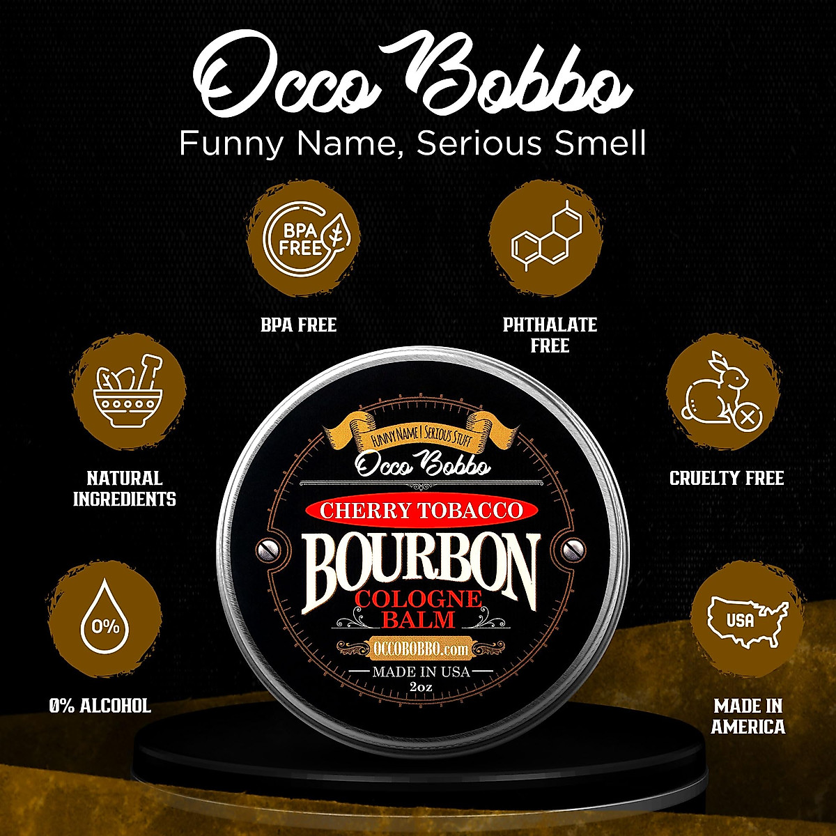 Handy Hound Occo Bobbo Cherry Tobacco Bourbon Cologne for Men - Mens Solid Cologne Bourbon - Bold and Masculine Scent - Perfectly Crafted for the Modern Man - Made in the USA (2 oz)