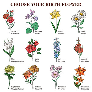 UNIGIFTIME Customized 40oz Tumbler with Handle and Straw, Personalized Stainless Steel Insulated Tumbler with Birth Flower and Name, Personalized Birthday Gifts for Women and Men, Mother's Day Gift