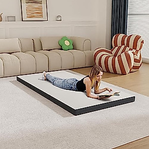 HWGEBY 4 Inch Twin Mattress, Trifold Mattress with Breathable & Washable Cover, Foldable Mattress for Camping, Guest, Floor RV, CertiPUR-US Certified, Folding Mattress - 75" x 38" x 4" (Twin