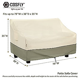 COSFLY Patio Furniture Covers Waterproof, Outdoor 3-Seater Sofa Cover Heavy Duty Fits up to 79W x 38D x 35H inches