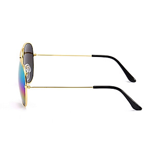 SOOLALA 2 Pairs Womens Classic Thin Metal Rainbow Mirrored Lens Aviator Sunglasses