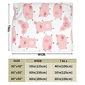 Cute Pig Blanket Super Soft Cozy Sherpa Throw Blanket Cartoon Pink Pigs Printing Plush Blankets for Bed and Couch, Adults Kids Flannel Fleece Blanket 40"x50"