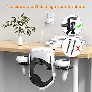 iTwano Stainless VR Stand for Quest 2 and Quest 3, Desk Mount VR Holder and Headset Stand Compatible with Quest Pro 2 Rift S