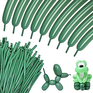 100pcs Sage Green 260 Balloons, Thickening Latex Sage Green 260q Balloons for Animal Model, Sage Green Long Twisting Balloons for Halloween Xmas Presents, Animal Shape, Birthdays Clowns. (Sage Green)