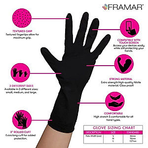 FRAMAR Powder Free Nitrile Gloves – 12 INCH Black Gloves Disposable Latex Free, Non Latex Gloves, Nitrile Gloves Medium, Latex Free Gloves Medium, Guantes Desechables, Medium Nitrile Gloves