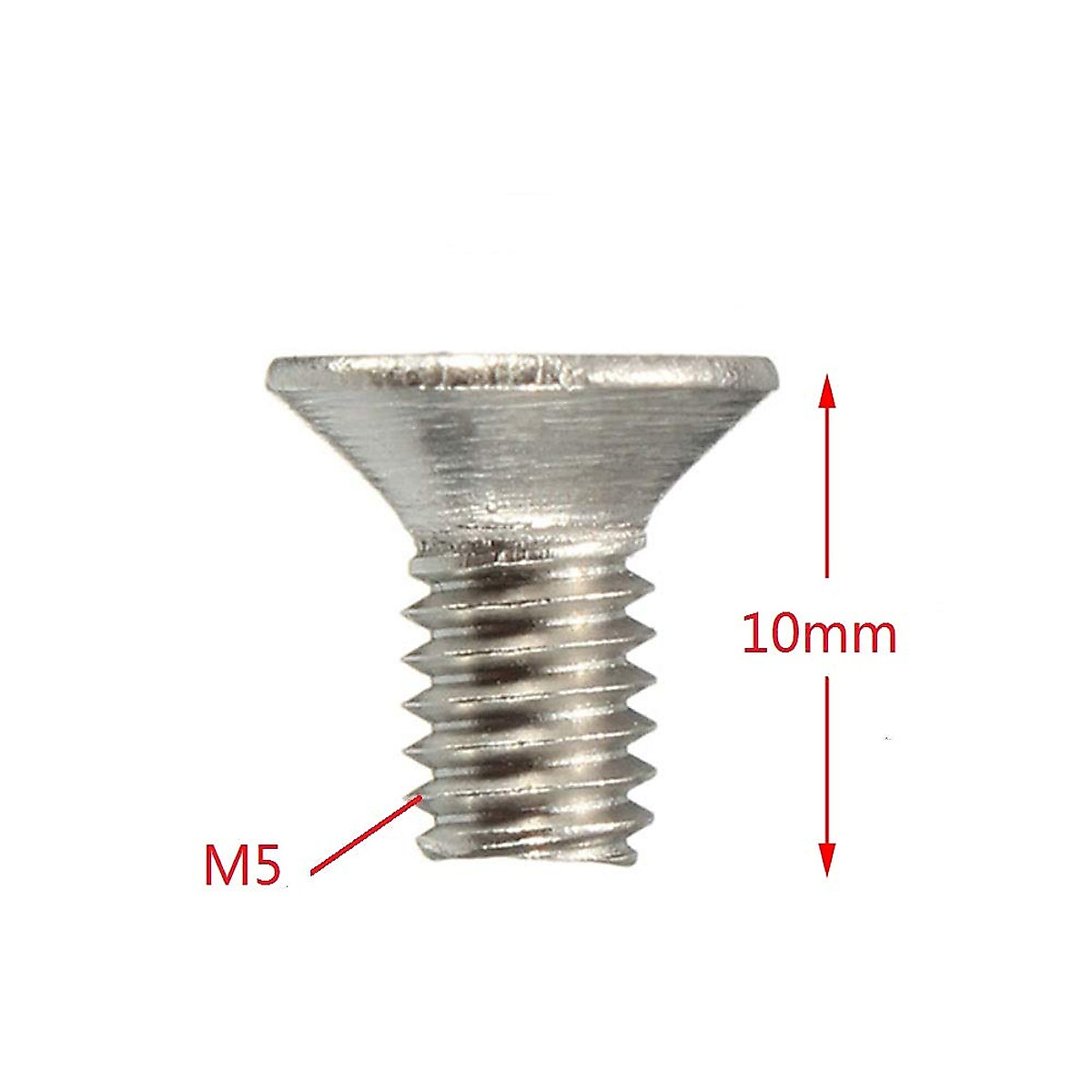 PZRT 12pcs Hexagon Hex Socket Countersunk Screw Stainless Steel A2-70 Flat Head Screw Allen Bolts M5x10, Silver Tone