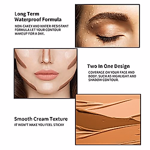 FREEORR 8 Colors Highlight Contour Stick, 2 in 1 Body Makeup Shding Stick, Face Highlighters Sticks,4 Packs Contouring Highlighting Foundation Shadow Cream Pen