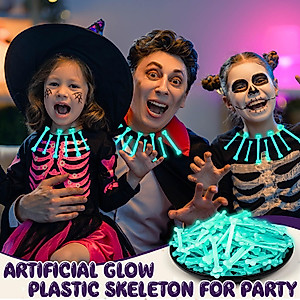 TORINALITAL 60Pcs Halloween Mini Bones, Miniature Glow Decorations, Artificial Plastic Skeleton for Gatherings Decoration Caveman Theme Costume Supplies