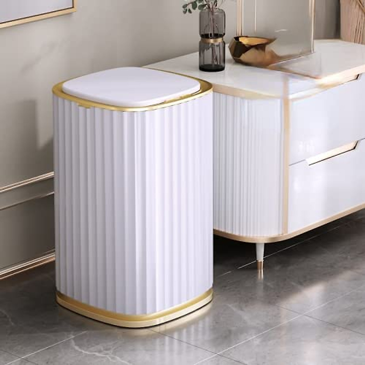 Smart Sensor Garbage Bin Kitchen Bathroom Toilet Trash Can Best Automatic Induction Waterproof Bin with Lid 10/15L (15L Gold)