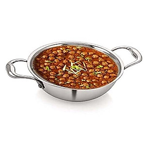G and D Triply Stainless Steel Wok Pan With Glass Lid Tripple with Stainless Steel Deep Kadhai Cookware