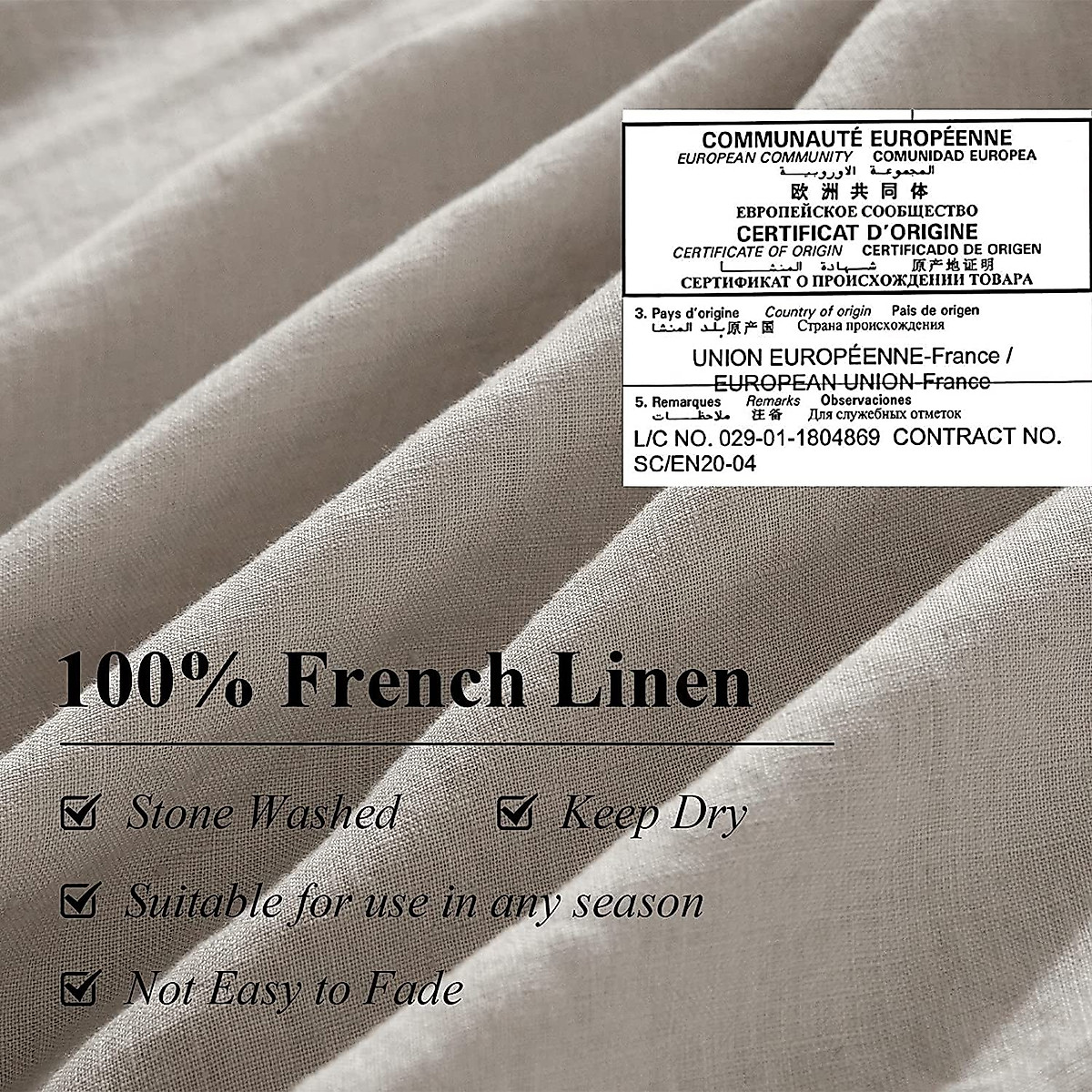 Ivellow Linen Duvet Cover Set 100% Washed French Flax Pure Linen Duvet Covers King Soft Natural Breathable Durable Cooling Duvet Cover King Size Linen Bedding Set (1 Linen Duvet Cover 2 Pillowcases)