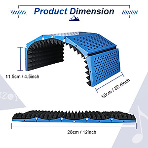 MSIZOY 5 Panel Foldable Microphone Isolation Shield with High Density Mic Sound Absorbing Foam Metal Shield for Sound Recording Studio Podcasts Gaming Singing and Broadcasting Equipment (Blue)