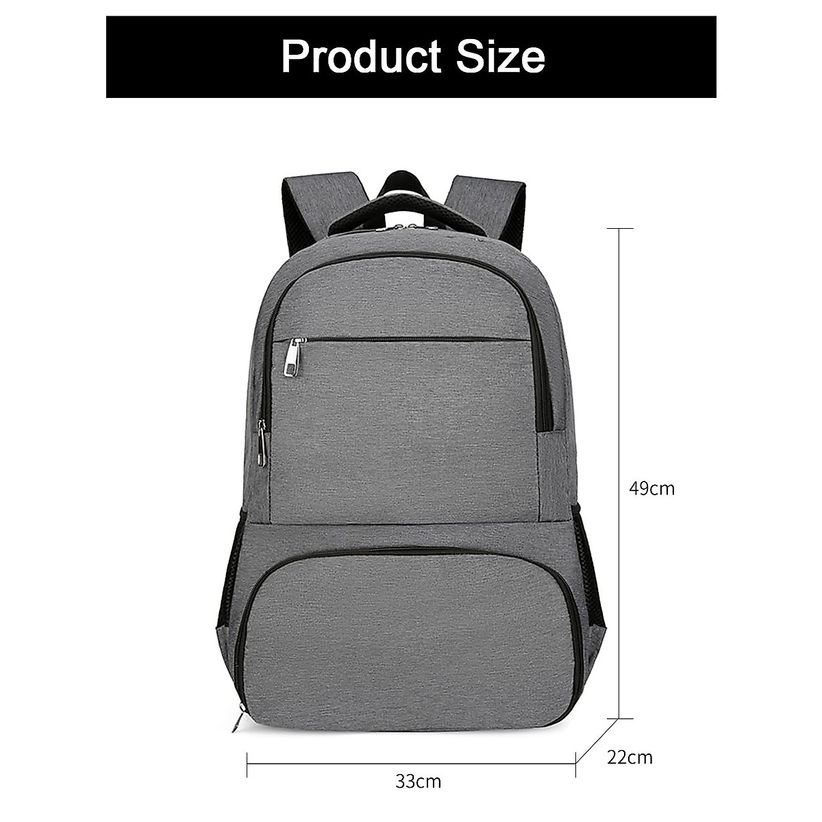 Lunch Backpack, Insulated Cooler Backpack Fits 15.6 Inch Laptop, Water-Resistant Backpack with USB Charging Port for Men, for Work Beach Camping Picnics Hiking,Dark Grey