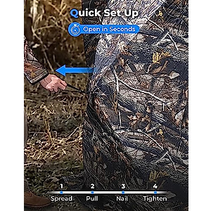 KEMIMOTO Hunting Blind 2-3 Person, See Through Ground Blind 270 Degree Pop Up, Portable Camo Tent for Deer & Turkey Hunting